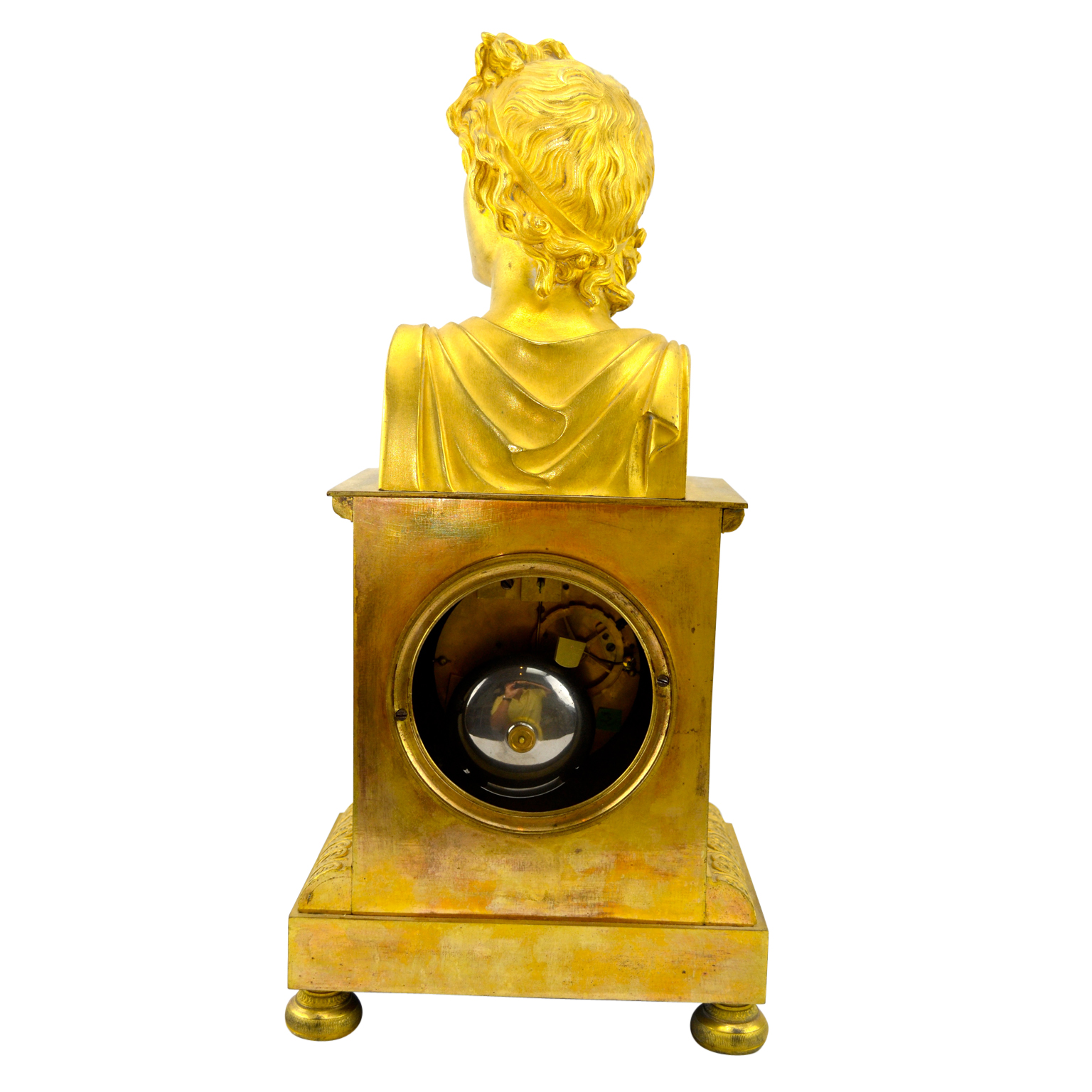 French Empire Gilt Bronze Clock witha Bust of Apollo Belvedere - Three ...