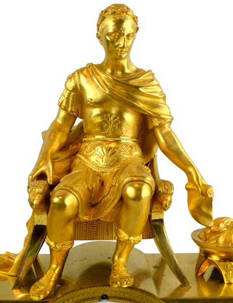 Empire Bronze Seated Caesar Clock - Three Centuries Shop - Antiques