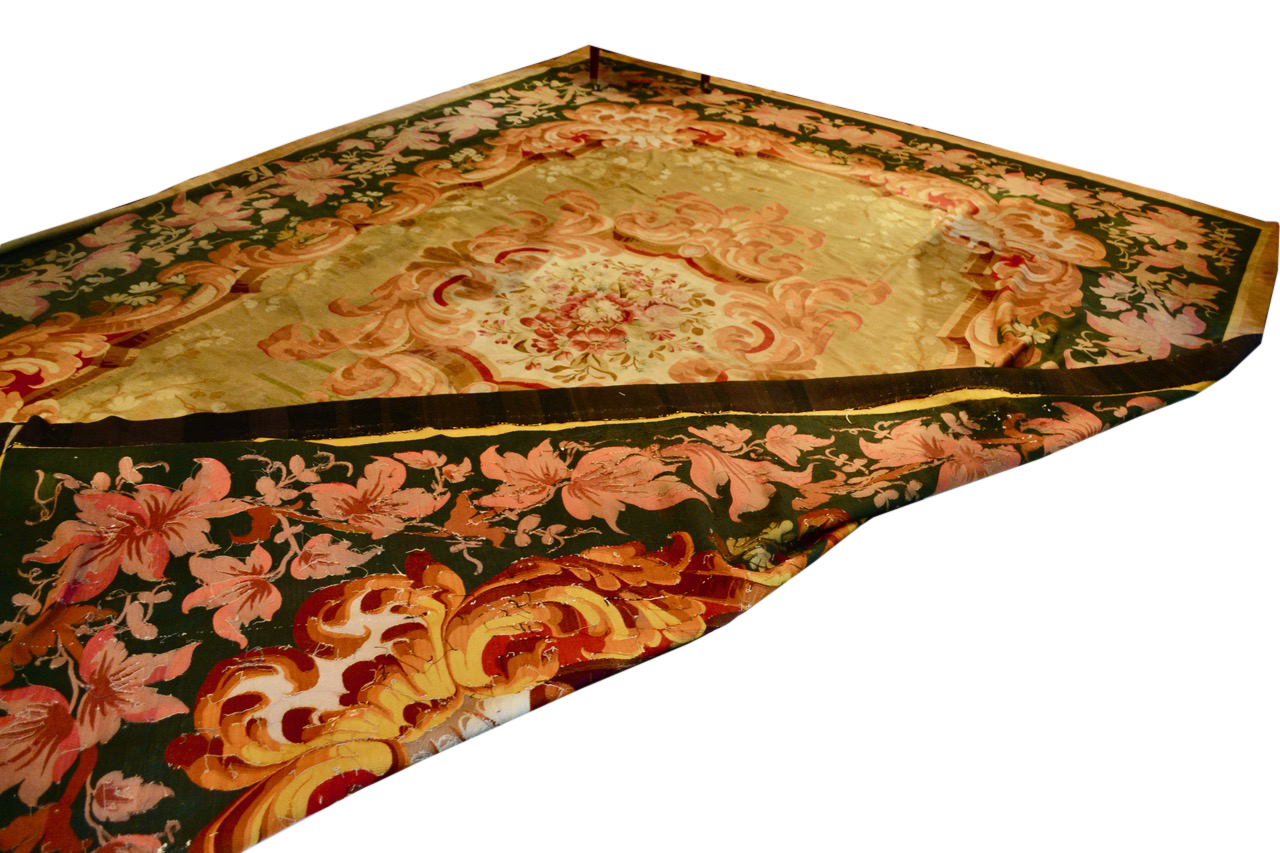 A large Mid 19thC French Aubusson Carpet With Flowery and Leafy ...